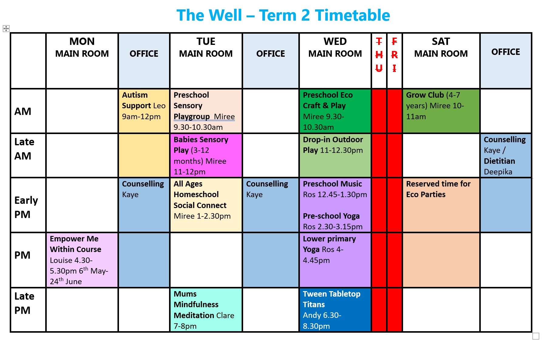 What's On - Courses & Classes | The Well by Green Earth Kids